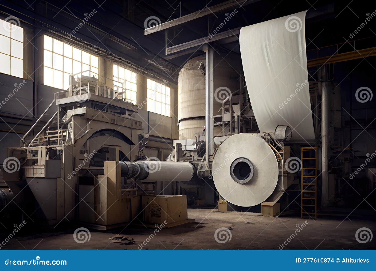 Pulp and Paper Plant, with Machinery Processing Raw Materials into ...