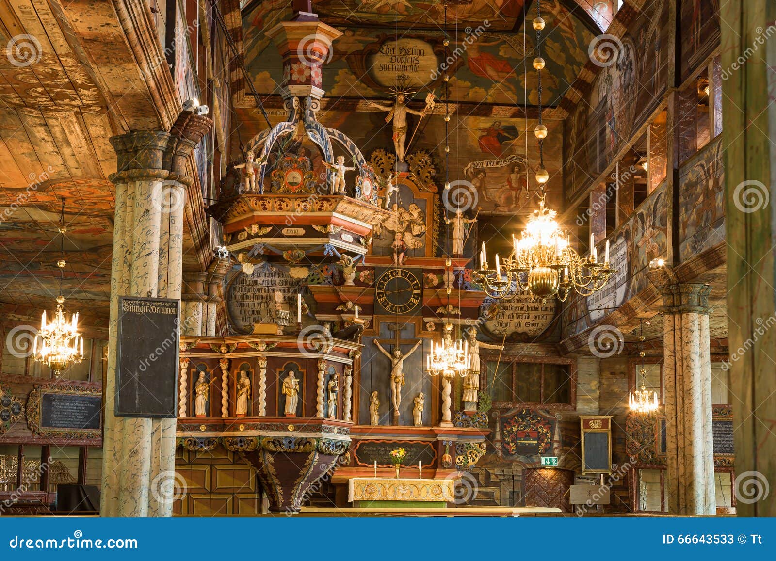 Pulpit and Altar Piece in a Church Stock Image - Image of christian ...