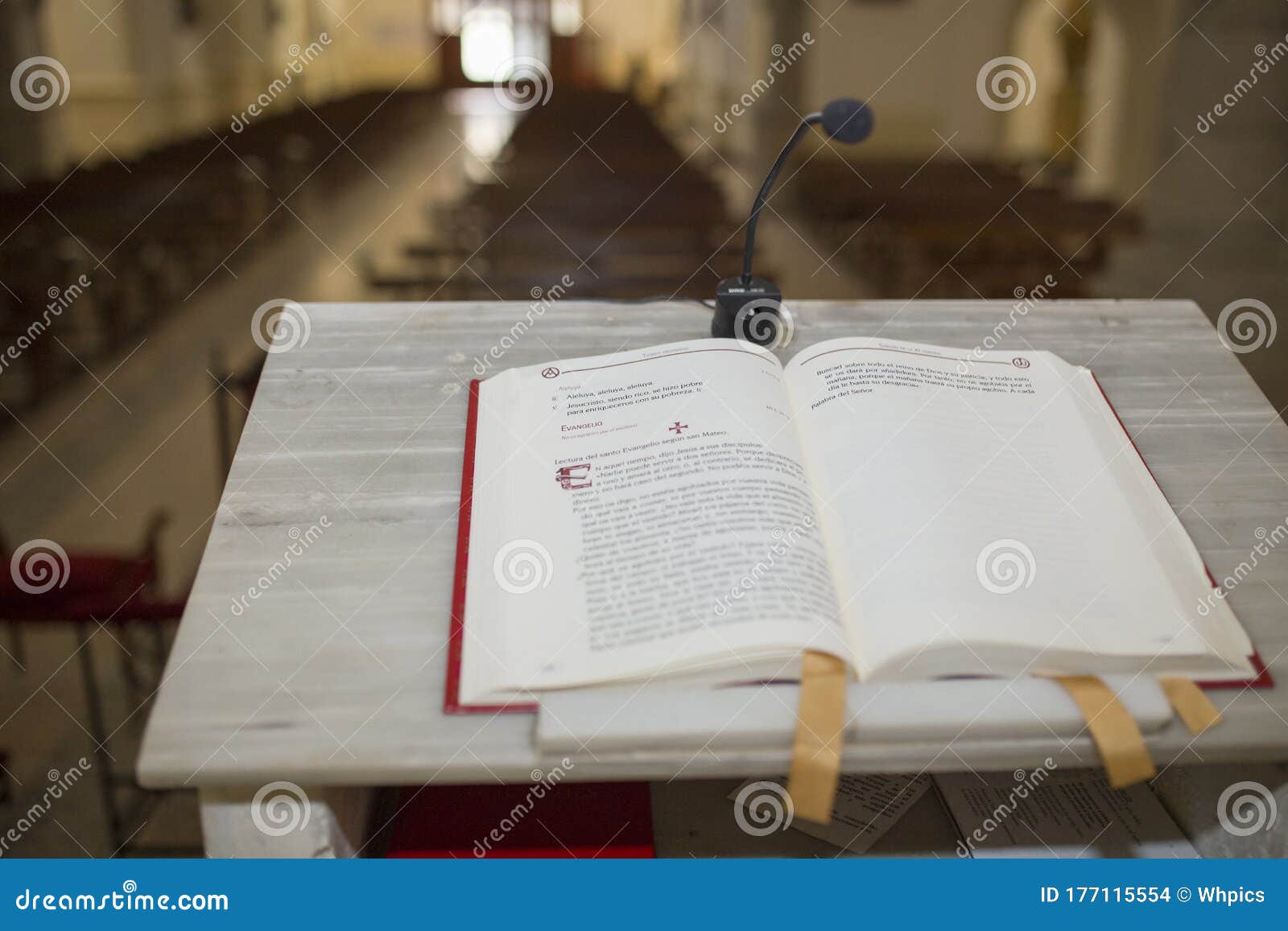 A Stage With A Pulpit, Screens On The Background, And Spotlights ...