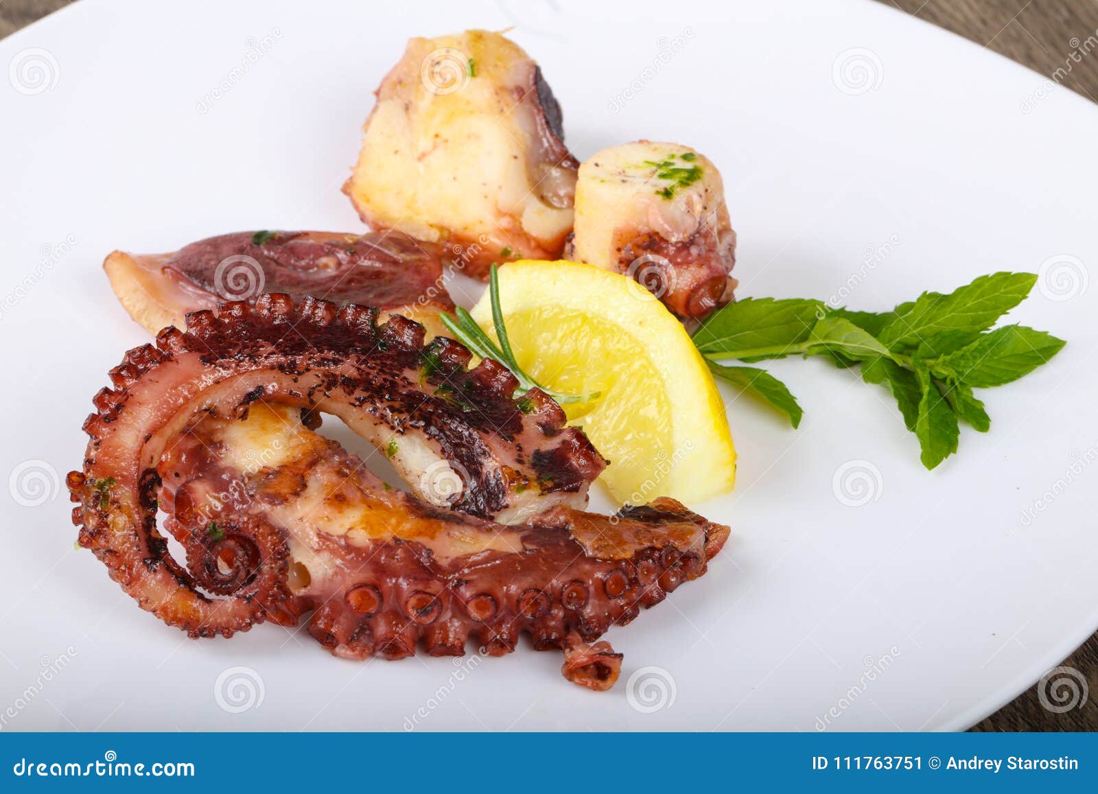 Pulpo asado a la parilla imagen de archivo. Imagen de almuerzo - 111763751