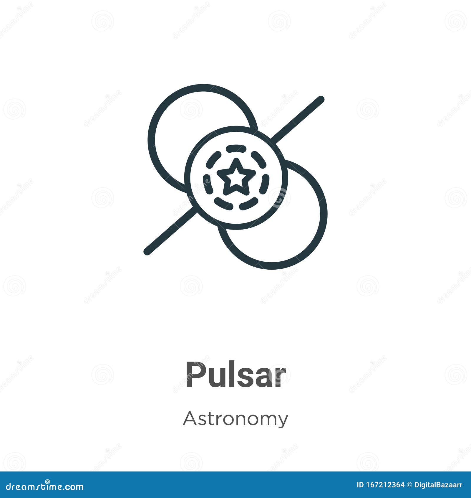 Outline Pulsar Vector Icon. Isolated Black Simple Line Element ...
