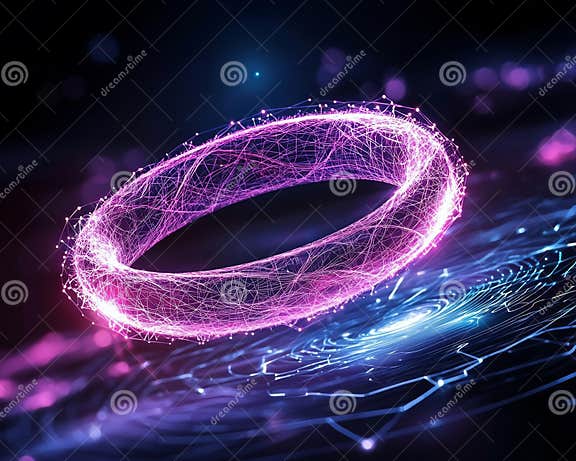 Pulsating Energy Rings, Futuristic Abstract Style, Glowing Spectrum, 3D ...