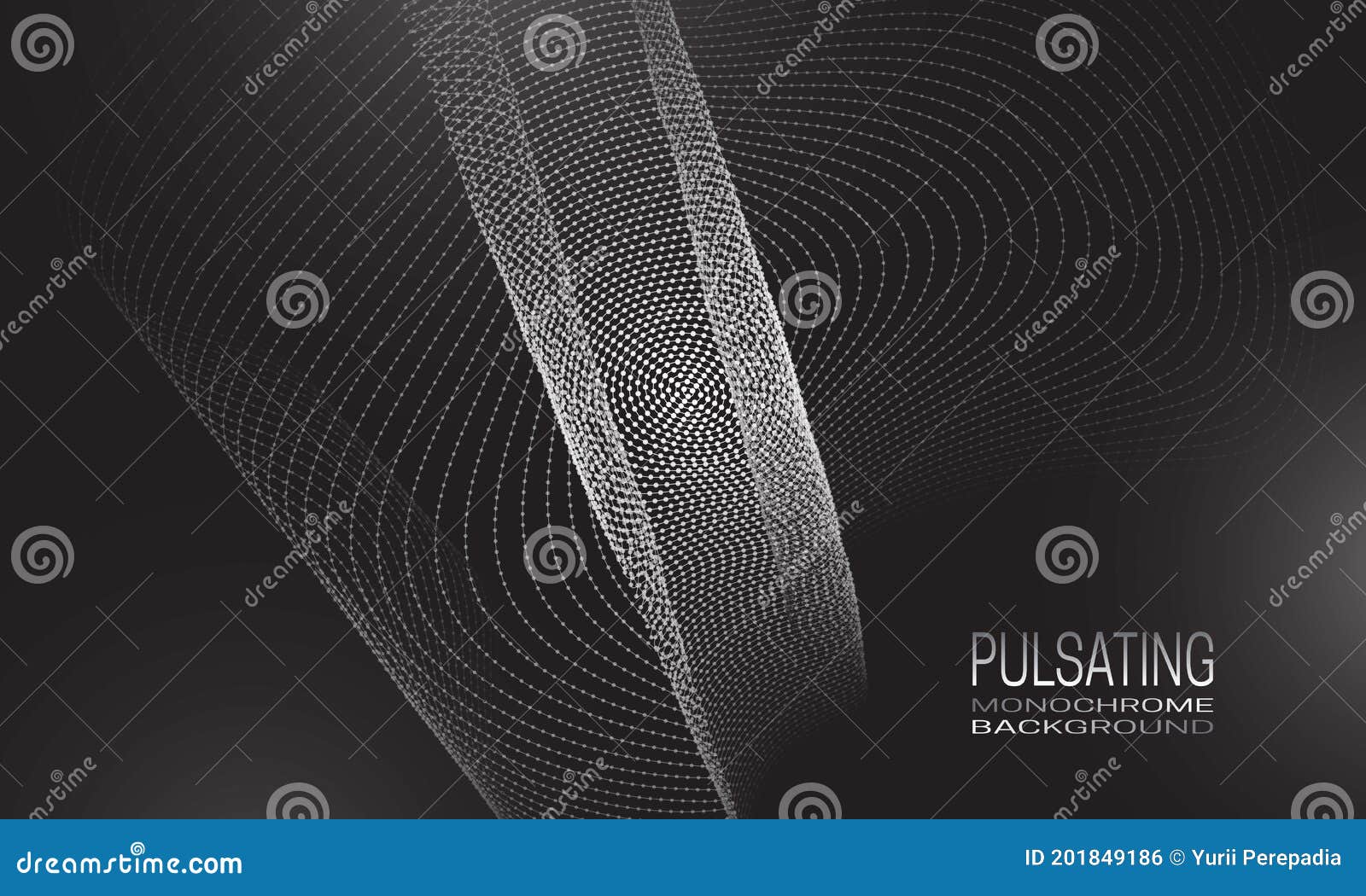 Pulsating Monochrome Background Design with Vibrating Flow of Dots and ...