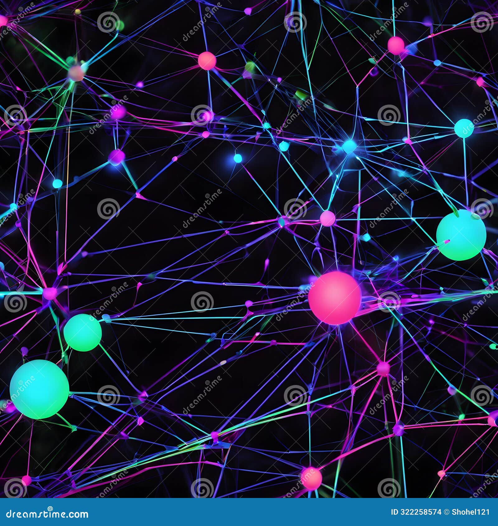 Pulsating Neon Neural Network - Dynamic AI Visualization Stock Illustration - Illustration of ...