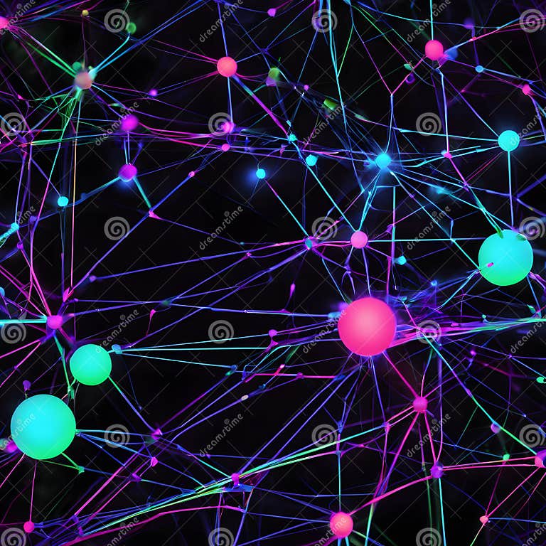 Pulsating Neon Neural Network - Dynamic AI Visualization Stock Illustration - Illustration of ...
