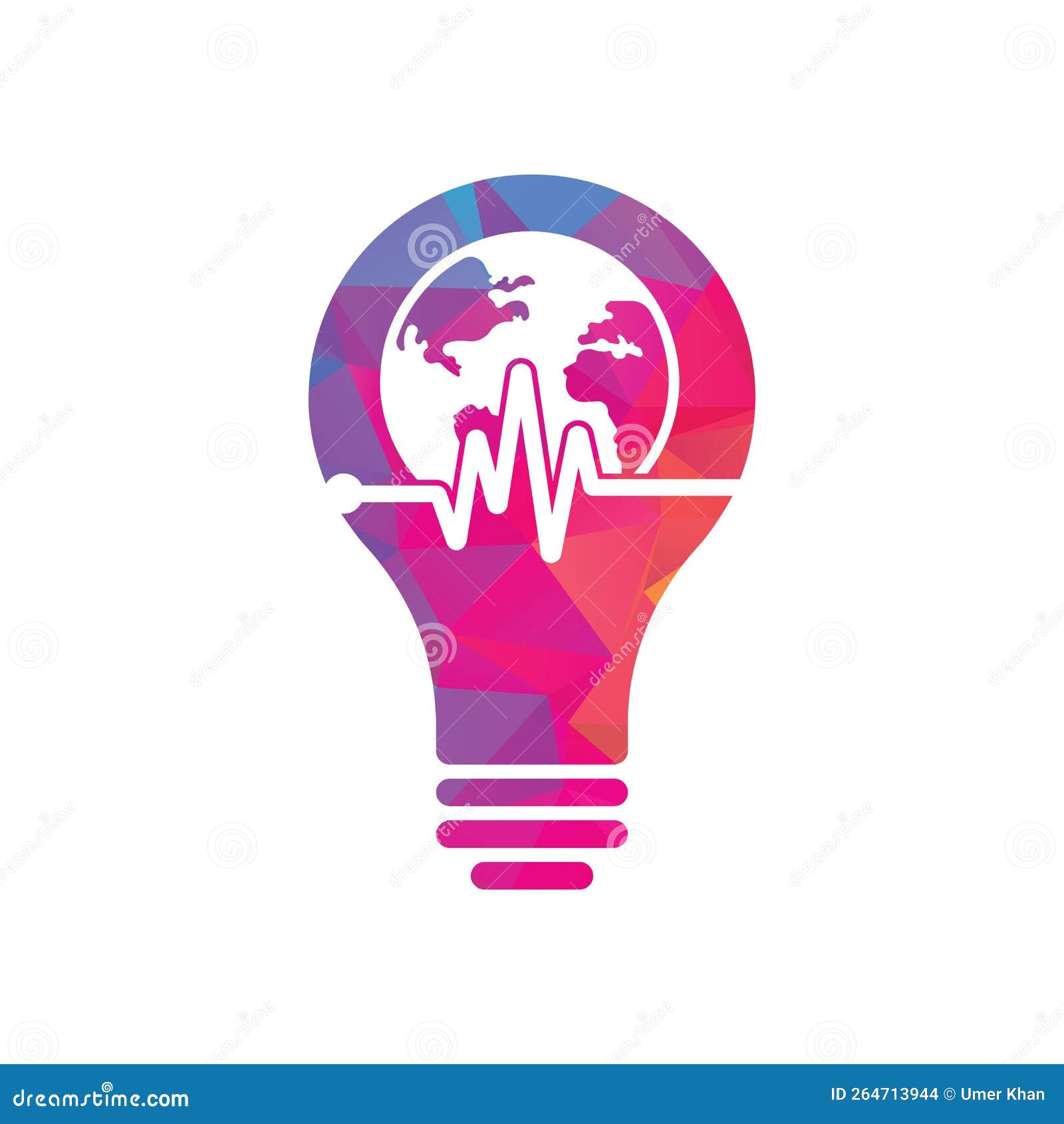 Pulse Globe Bulb Shape Concept Vector Logo Design Icon. Stock Vector ...