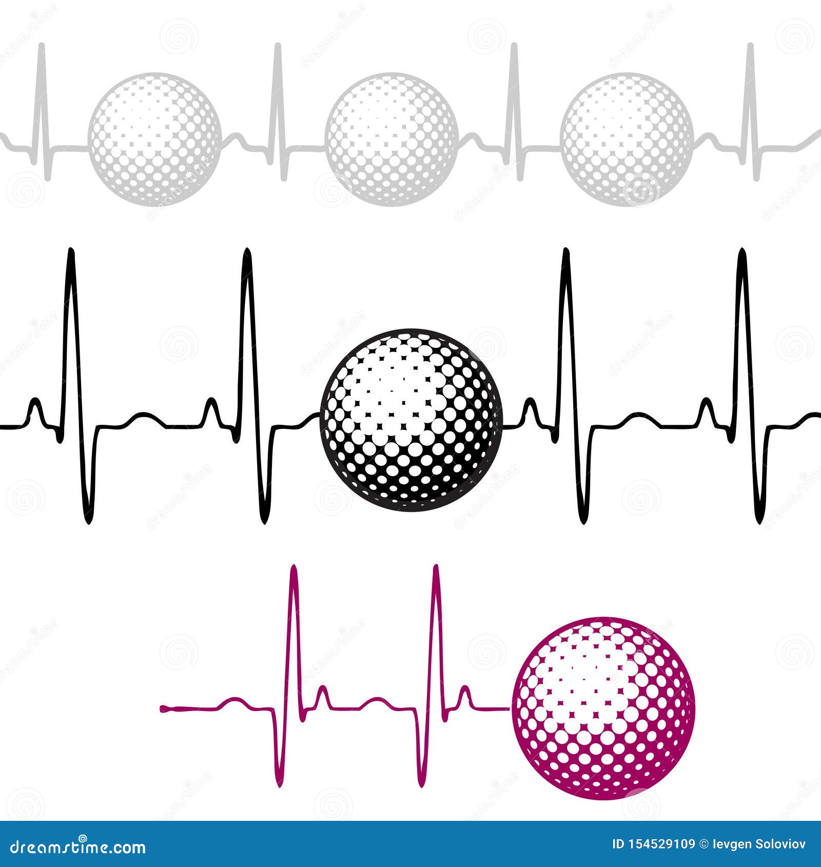 Pulse golf ball set stock vector. Illustration of heartbeat - 154529109