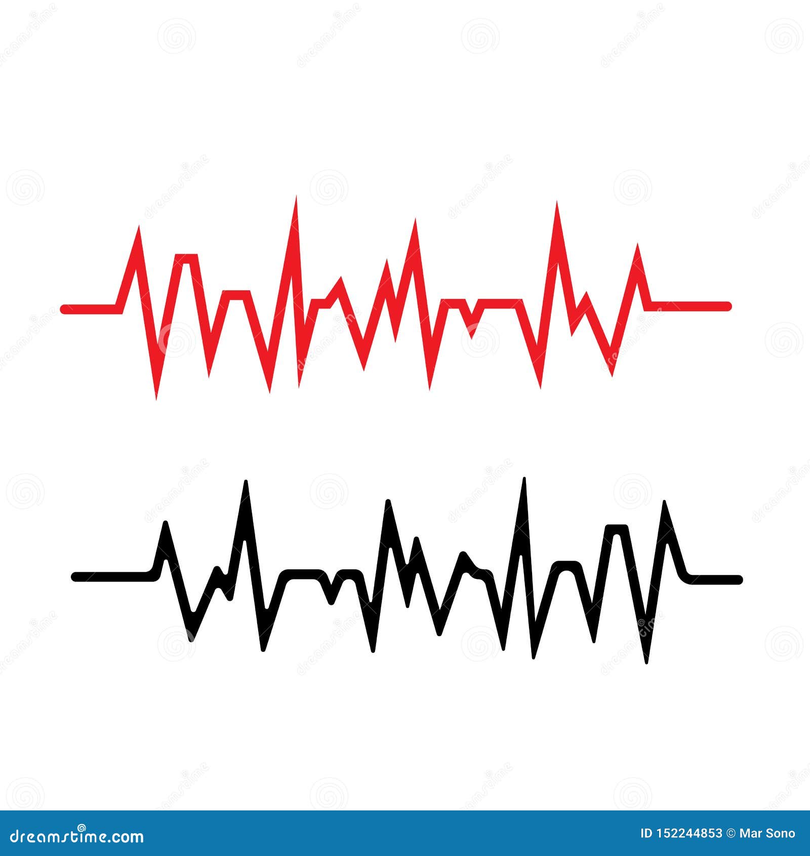 Pulse Line Ilustration Vector Template Red Stock Vector - Illustration ...