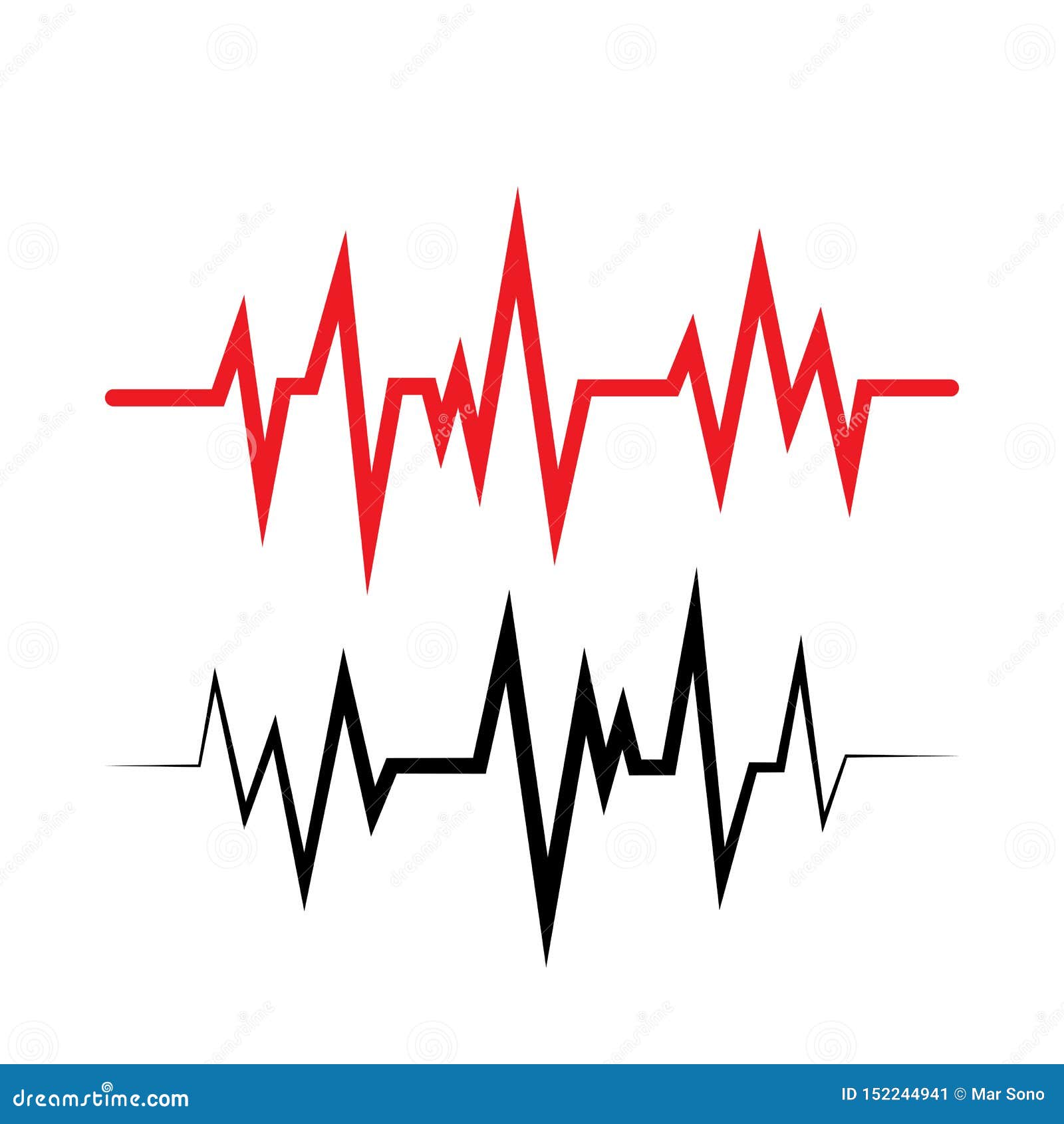 Pulse Line Ilustration Vector Template Red Stock Vector - Illustration ...
