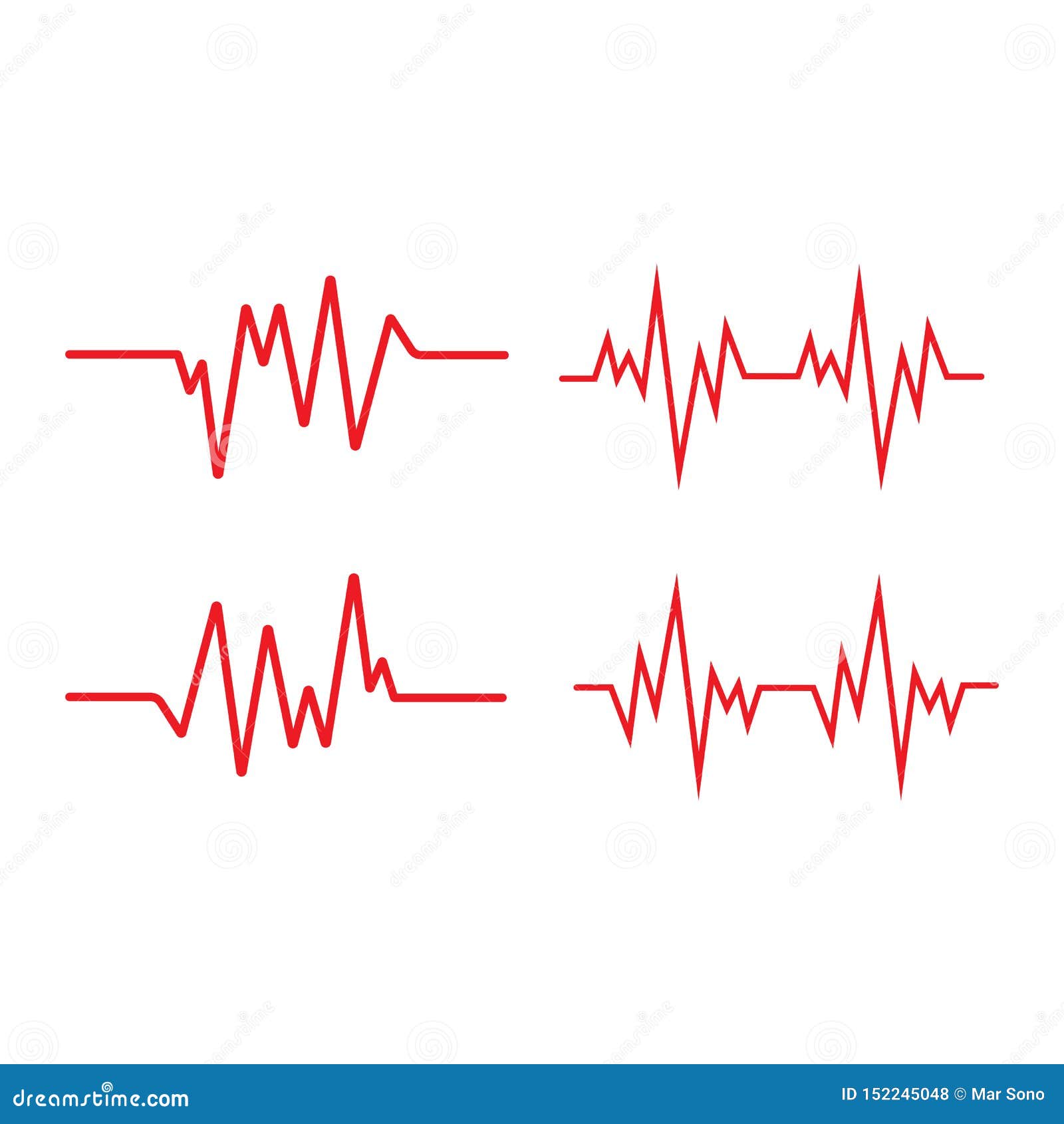 Pulse Line Ilustration Vector Template Red Stock Vector - Illustration ...