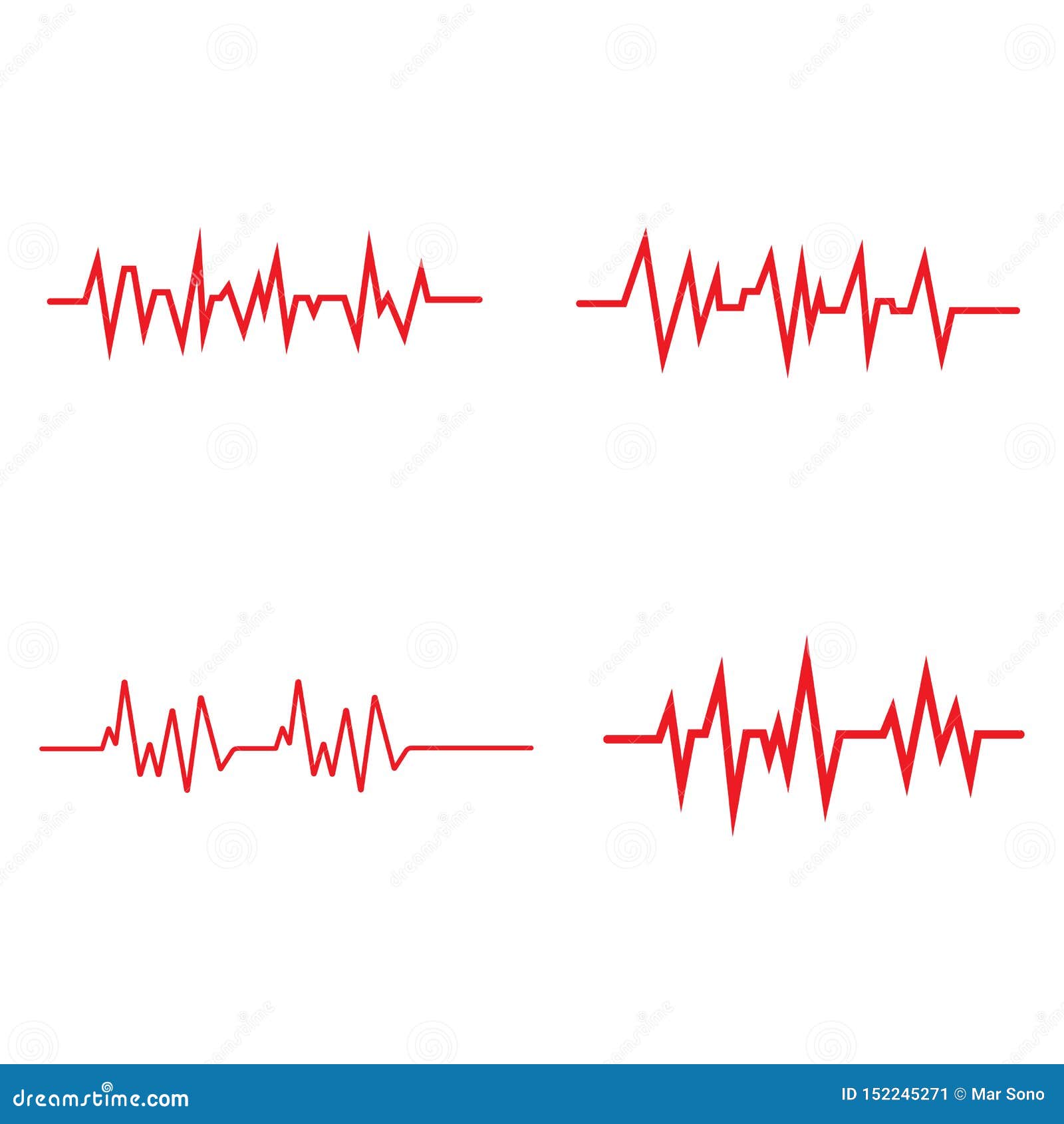 Pulse Line Ilustration Vector Template Red Stock Vector - Illustration ...
