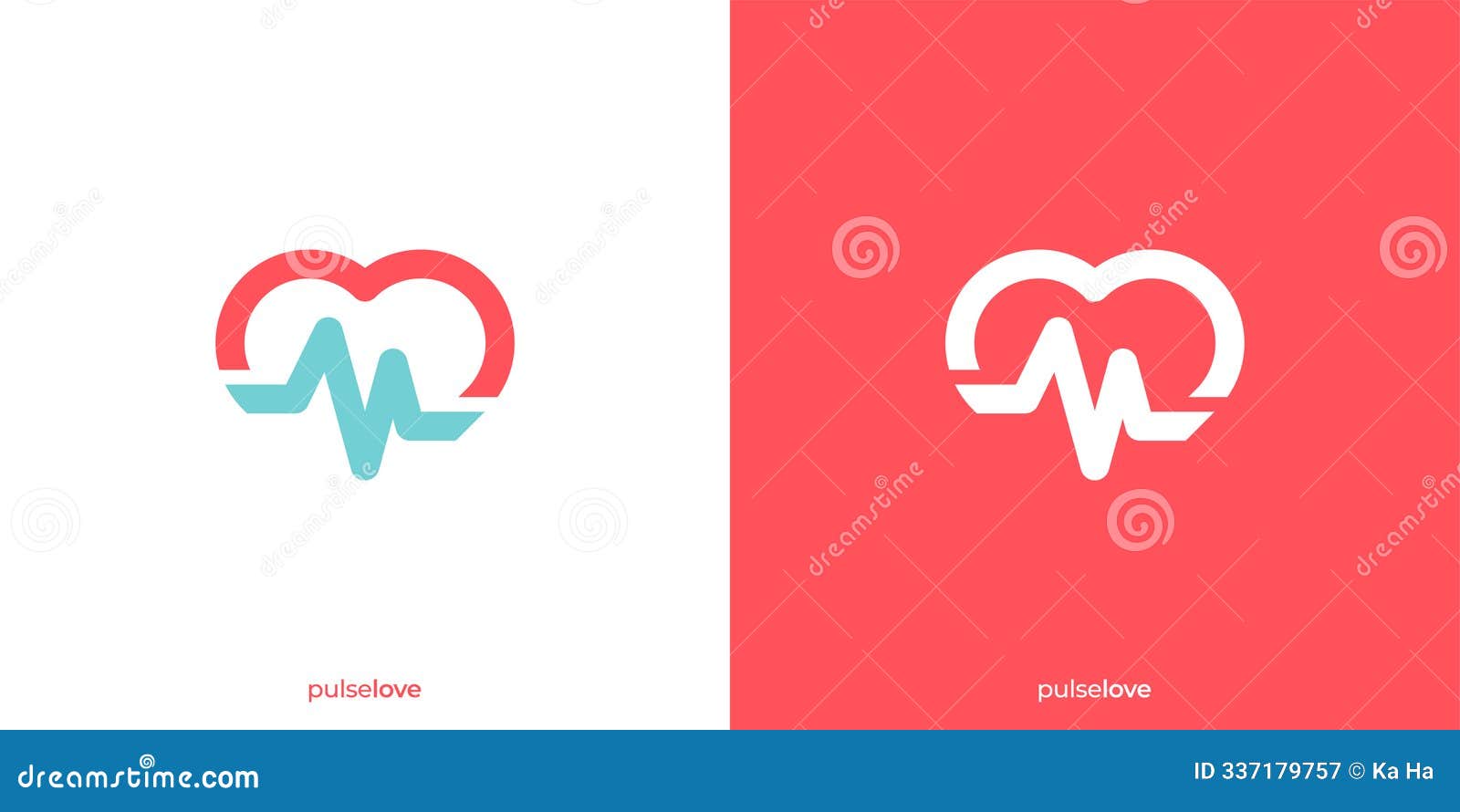 Pulse Love Logo. Heart Beat with Minimalist Style Stock Illustration ...