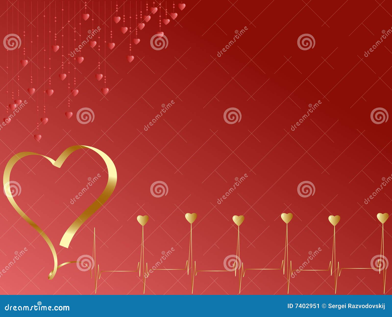Pulse of love with hearts stock vector. Illustration of health - 7402951