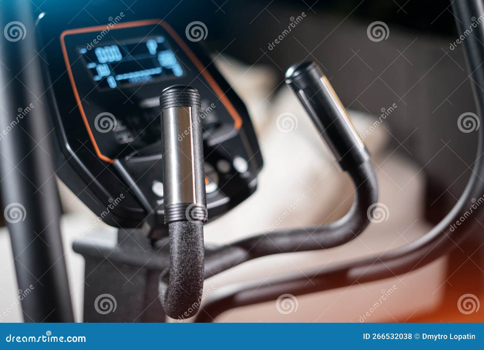 Heart Rate or Pulsometer Measure Handle on Elliptic Machine with Pulse ...