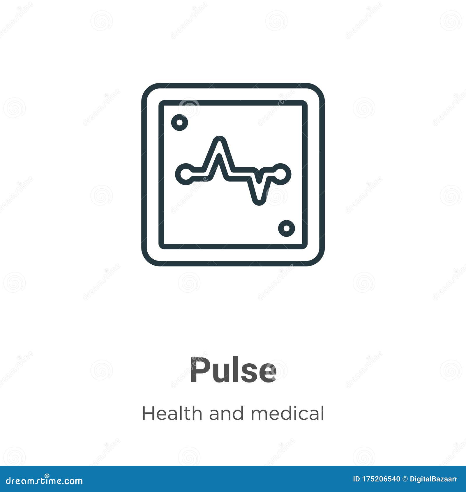 Pulse Outline Vector Icon. Thin Line Black Pulse Icon, Flat Vector ...
