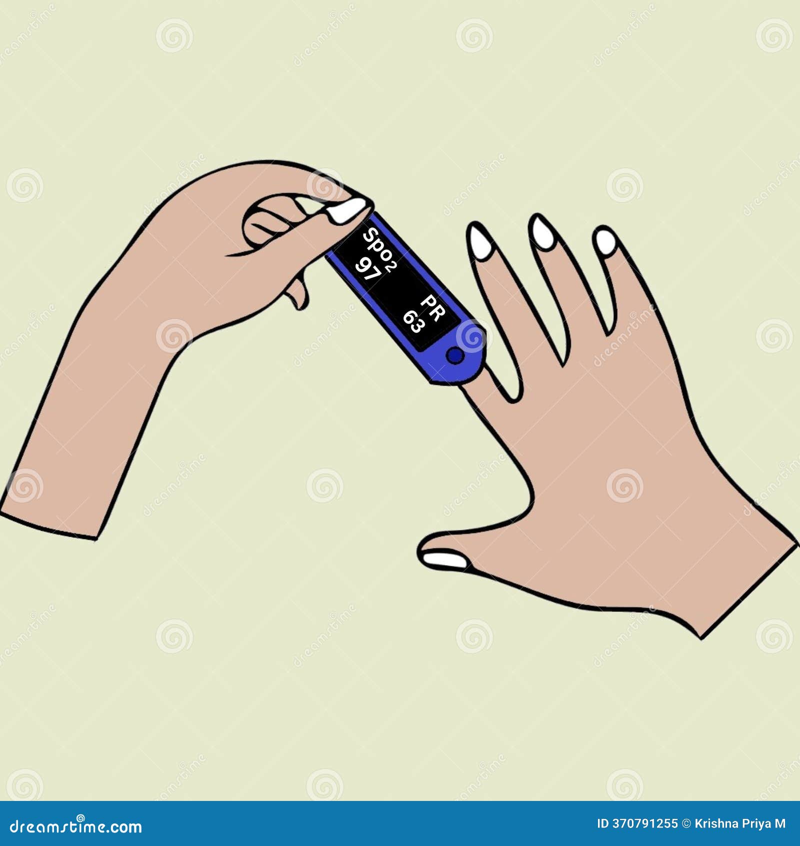 Pulse Oximeter Showing Blood Oxygen Saturation Level Vector ...