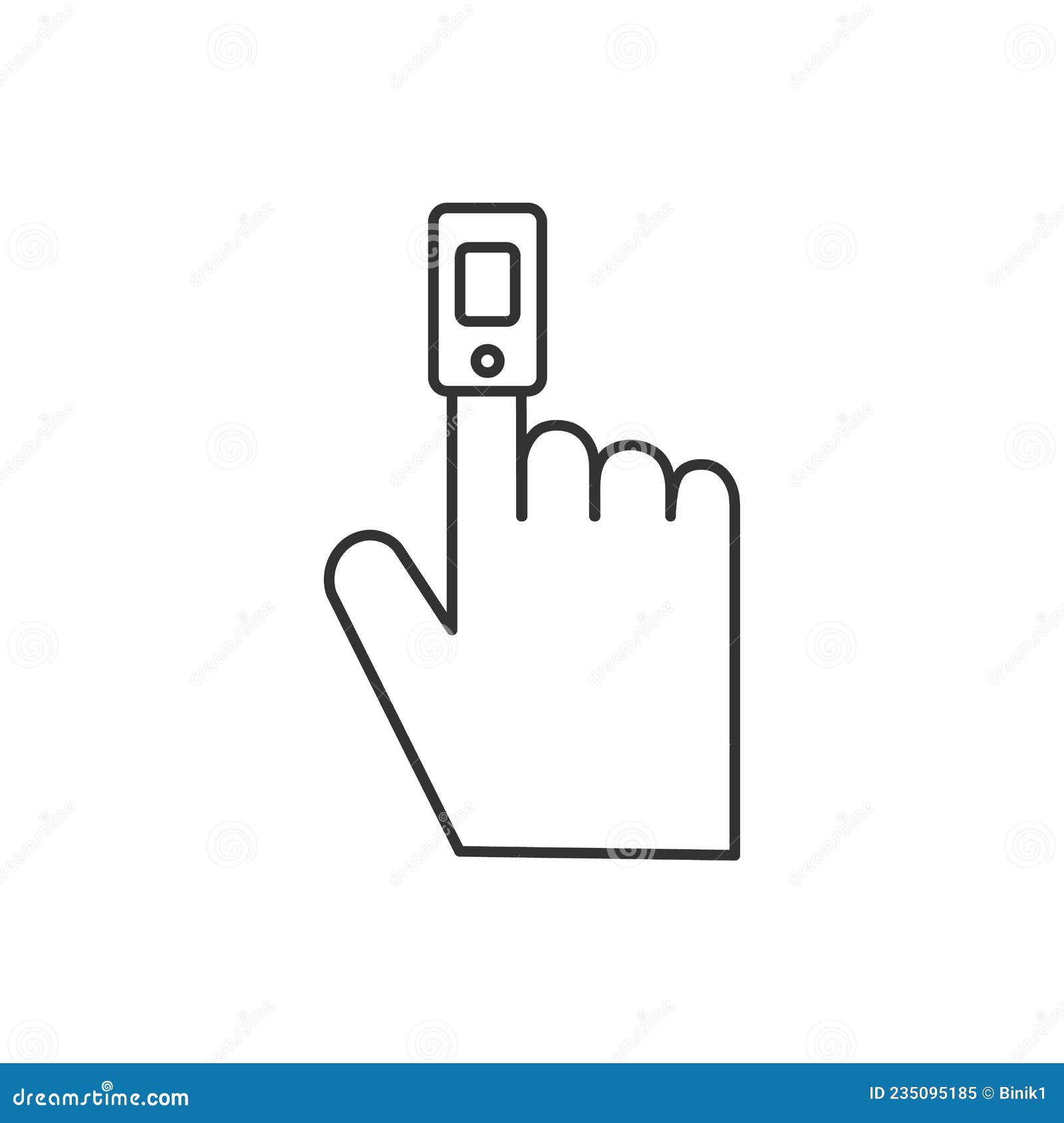 Pulse Oximeter Outline Vector Icon Isolated on White Background Stock ...