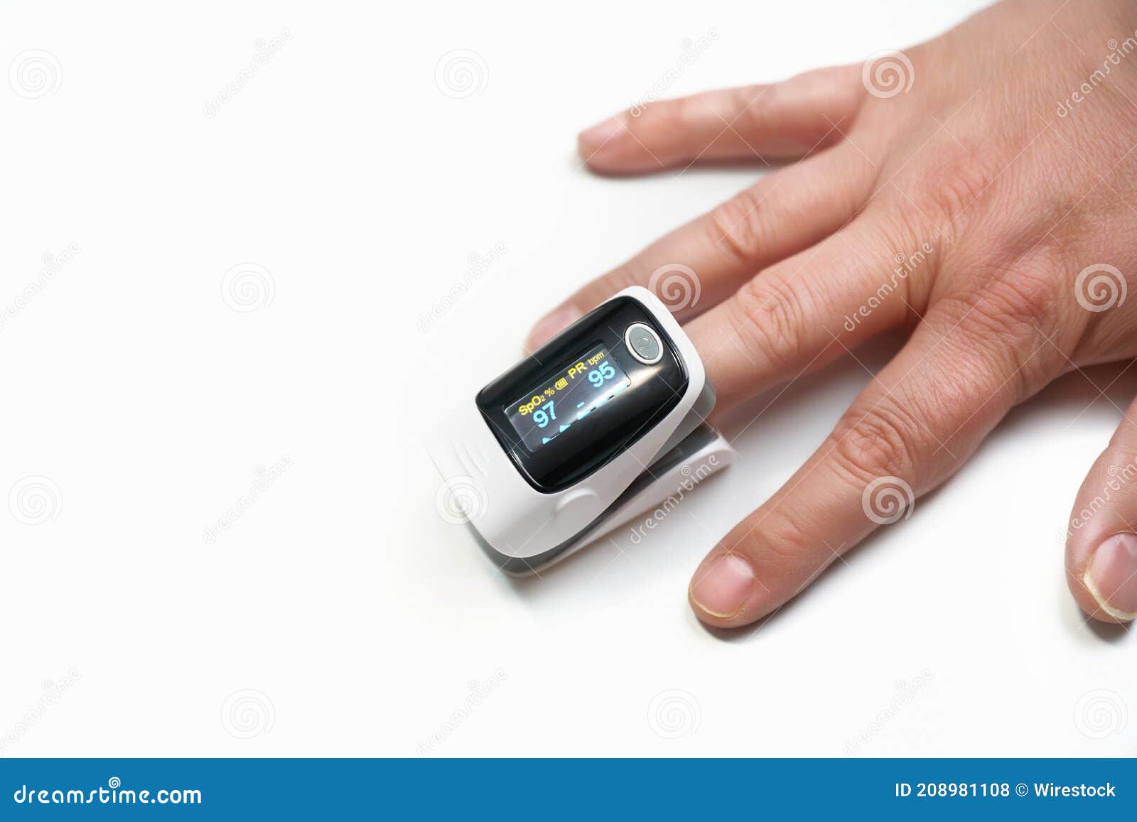 Pulse Oximeter on a Finger on a White Background Stock Photo - Image of ...