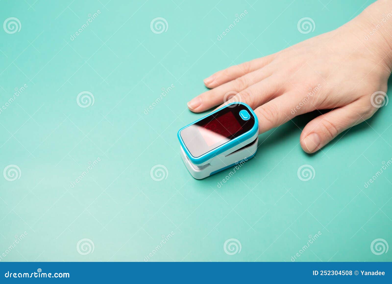 Saturation Of Hemoglobin Of Blood With Oxygen. Female Finger In A Pulse ...