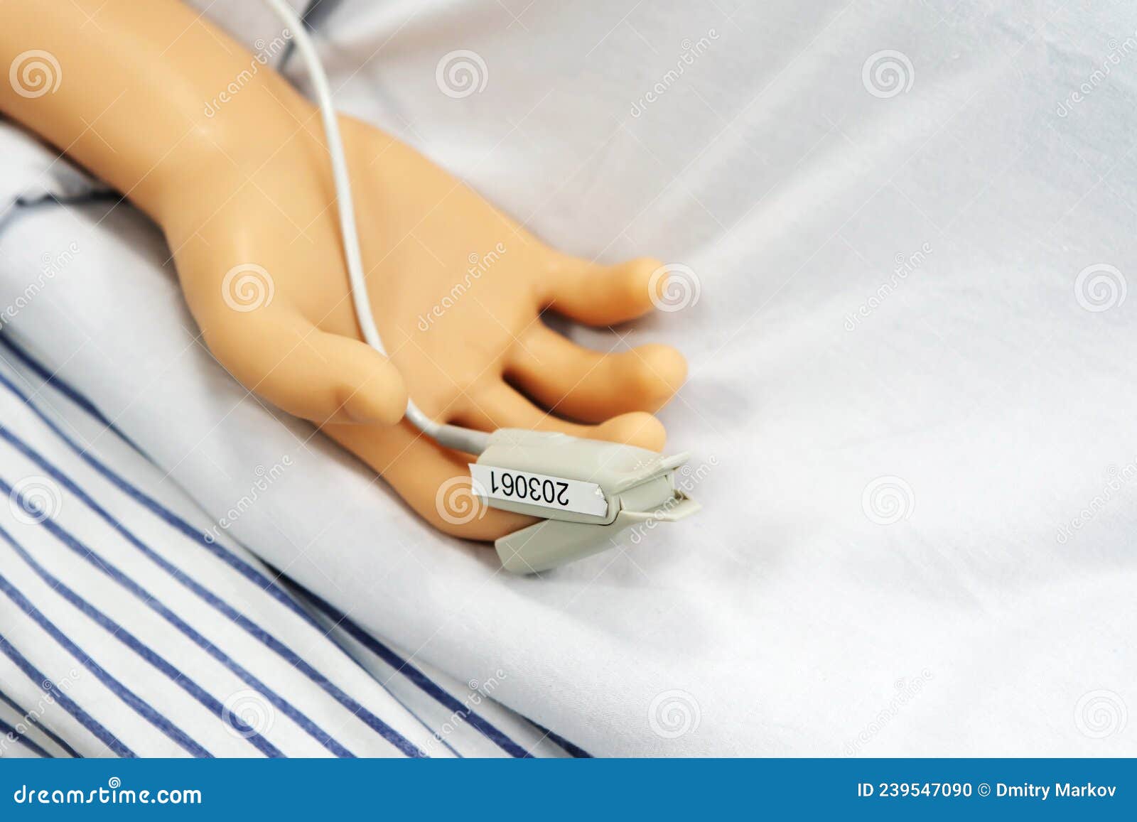 Pulse Oximetry Sensor on the Finger of a Plastic Manikin. Simulator for ...