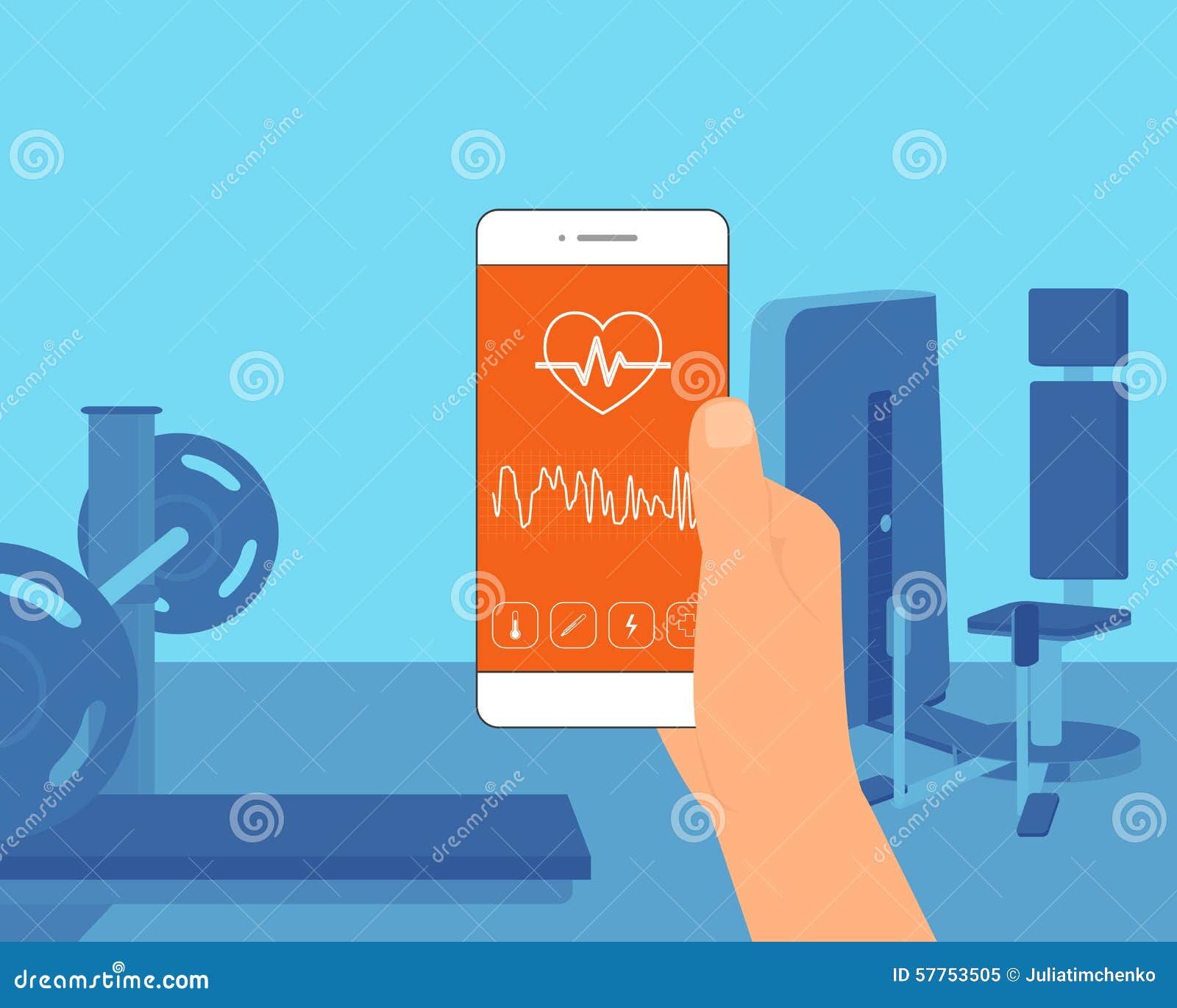 Pulse rate mobile app stock vector. Illustration of dieting - 57753505
