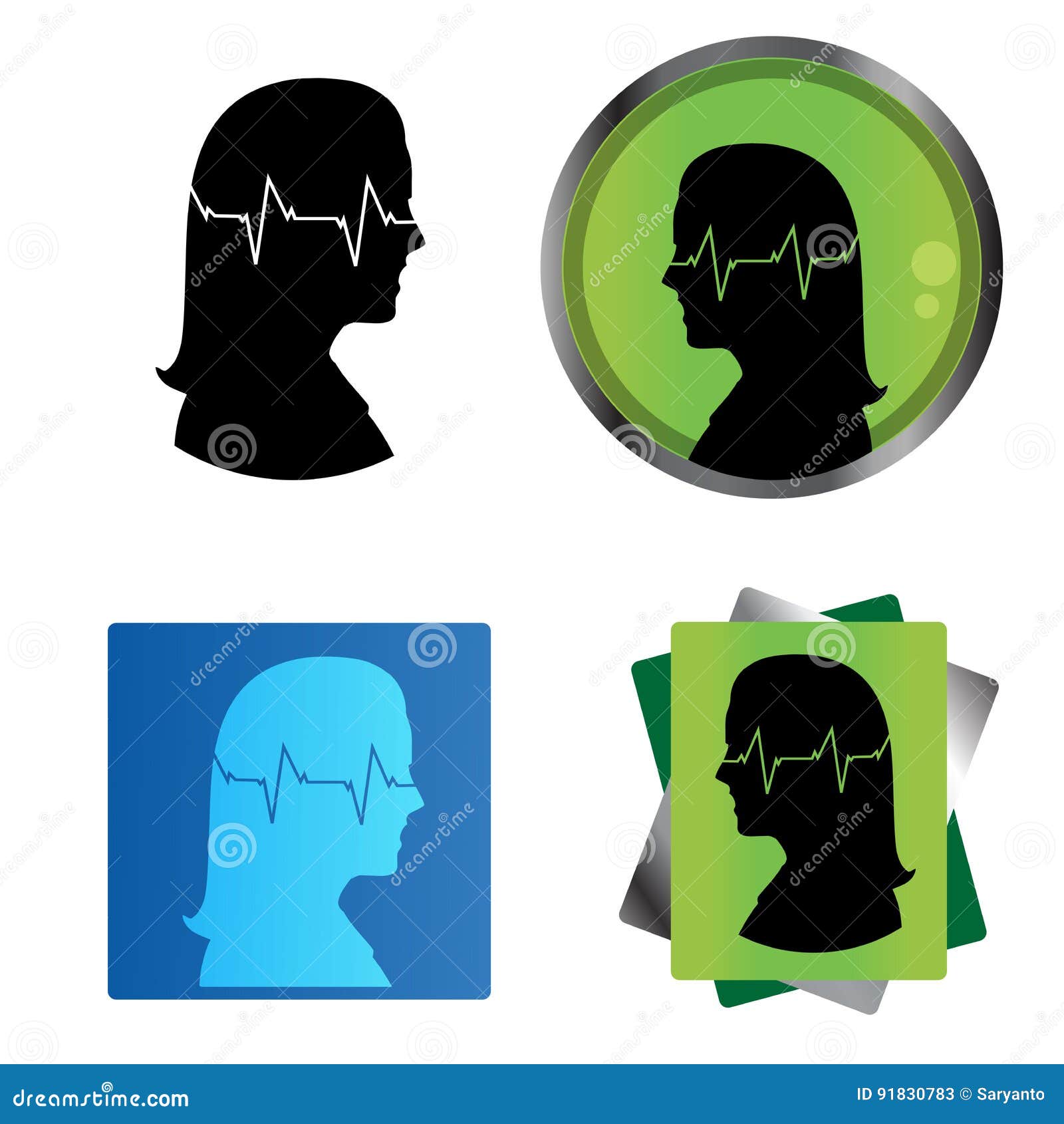 Pulse of the woman mind stock vector. Illustration of idea - 91830783