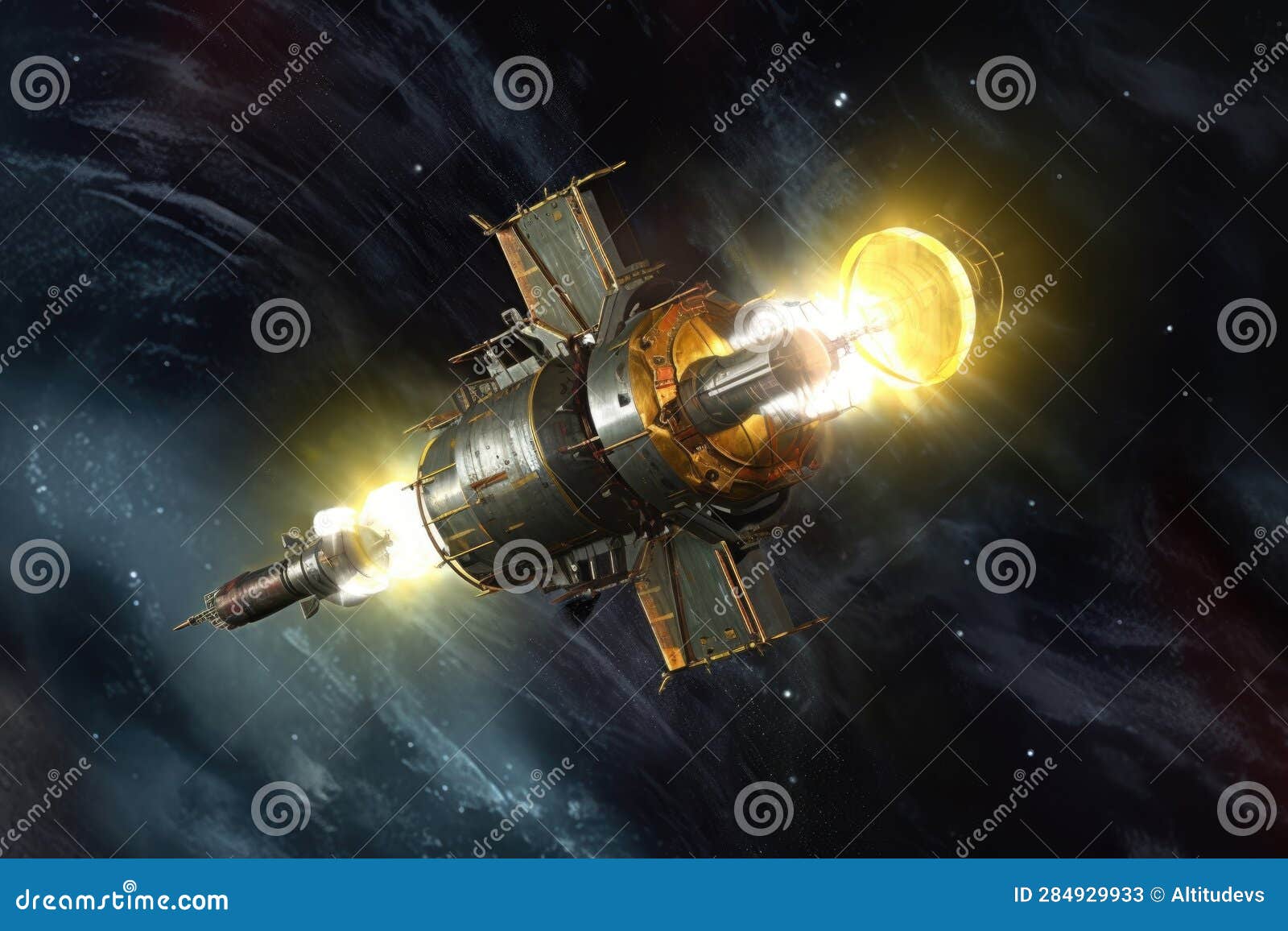 Pulsed Fission Propulsion Spacecraft in Outer Space Stock Image - Image ...