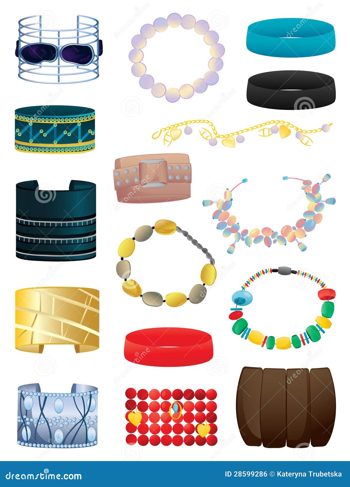 Pulseras ilustración del vector. Ilustración de brillante - 28599286