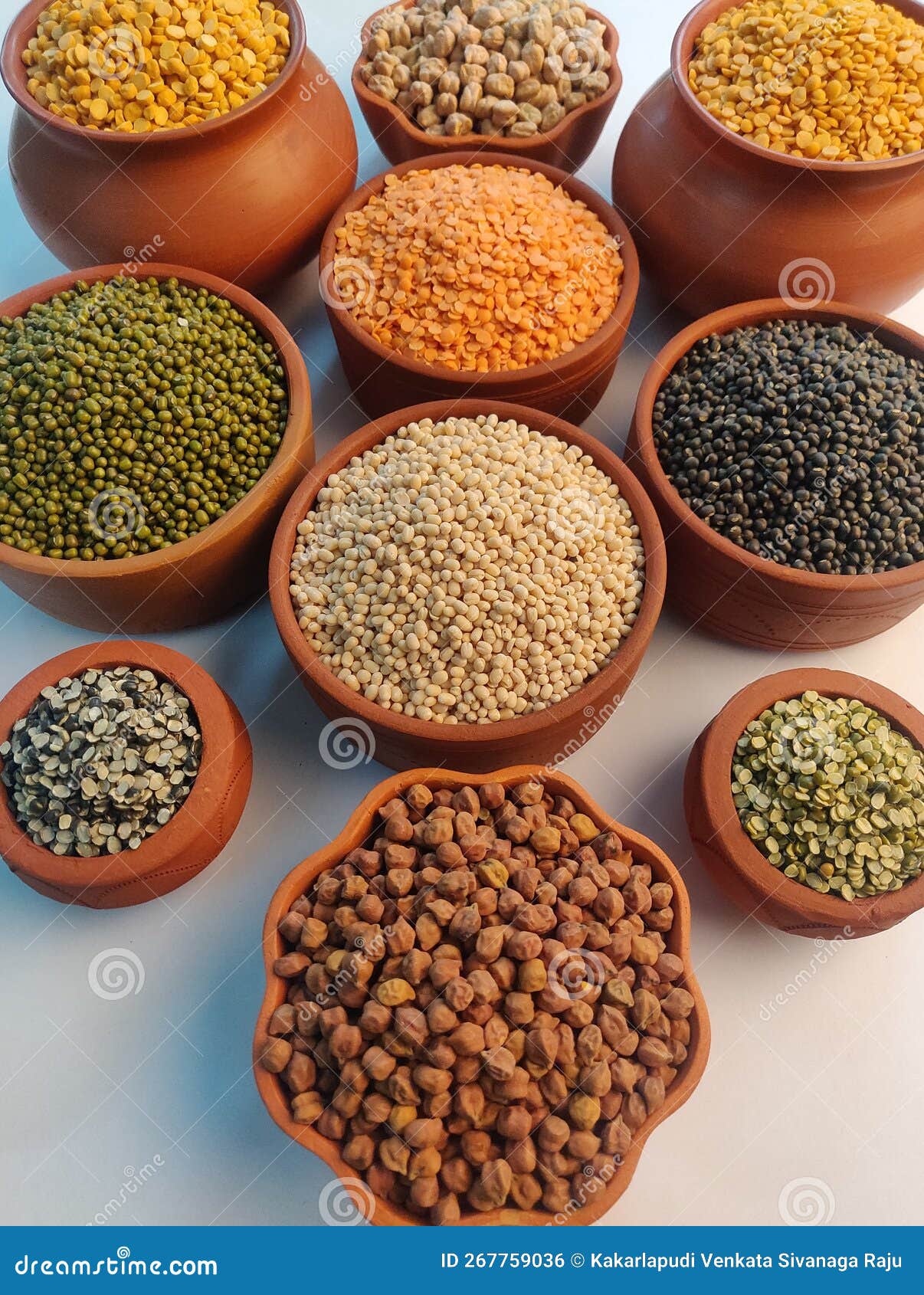 Pulses in clay pots stock photo. Image of breakfast - 267759036