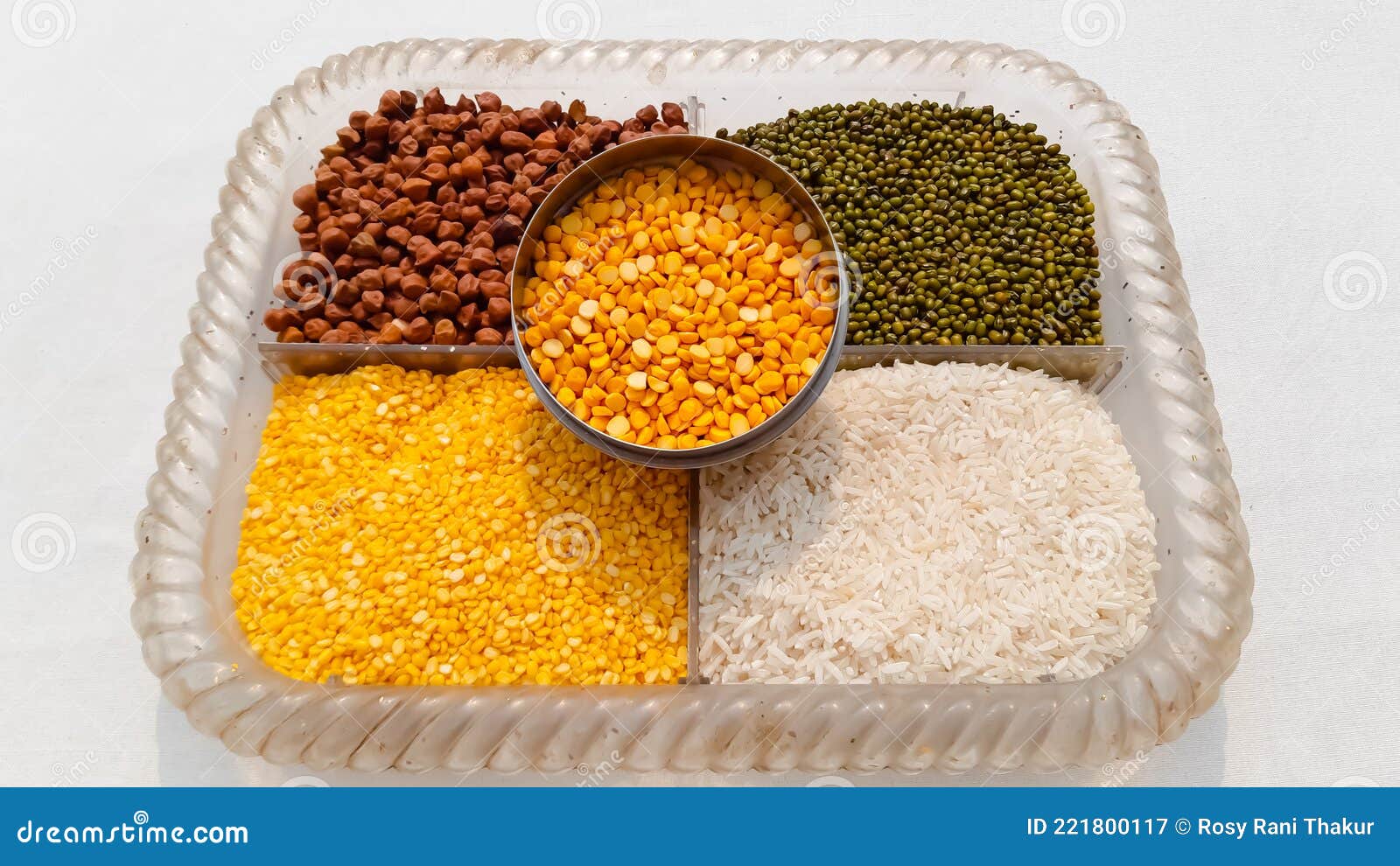 Pulses or Gram Lying in Beautiful Designed Plastic Box. Background is ...
