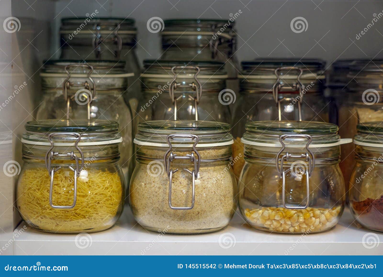 Pulses Jars in the Kitchen Drawer Arranged Neatly Close Up View Stock ...