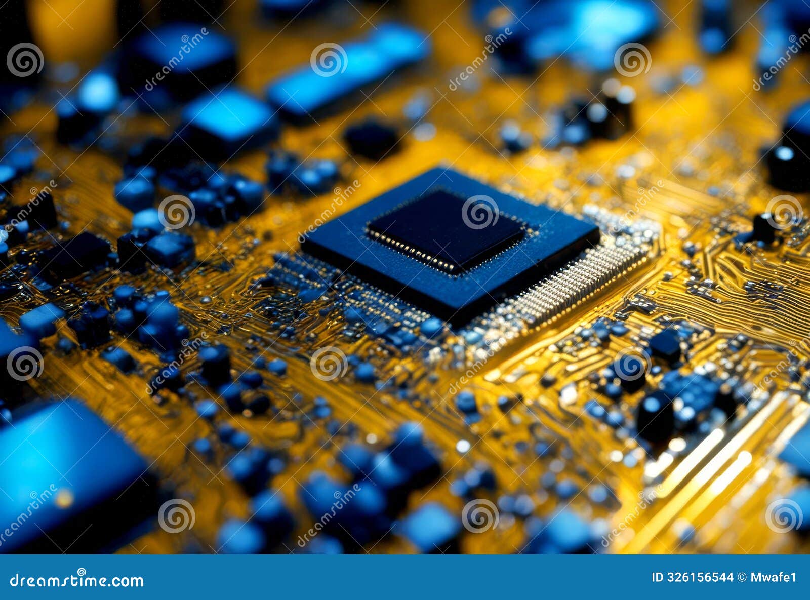 Pulses Yellow Computer Chip Blue Technology Electronic Chips Digital ...