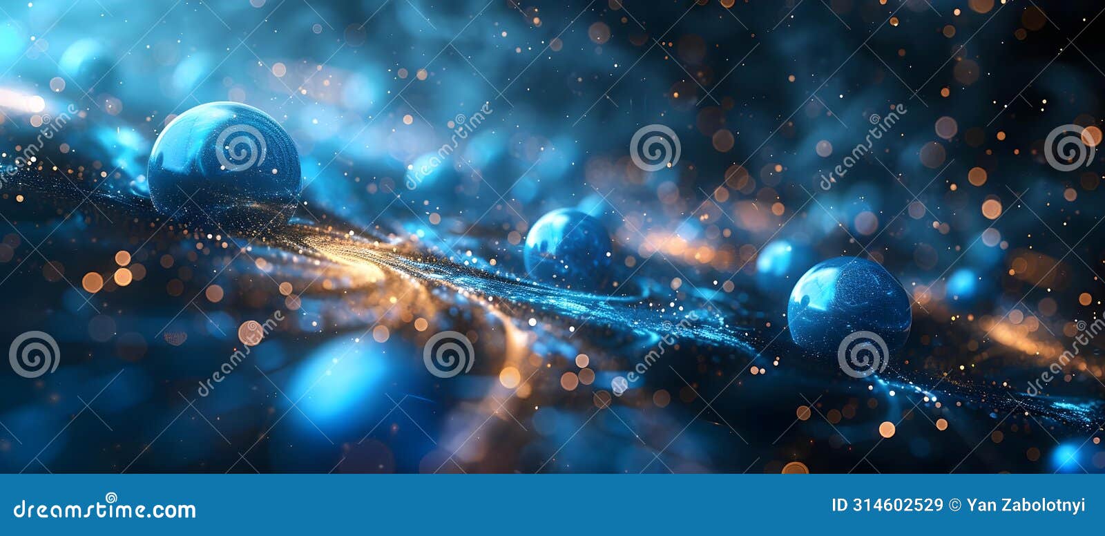 Pulsing Orbs in Cosmic Energy Flow. Concept Galactic Energy, Celestial ...