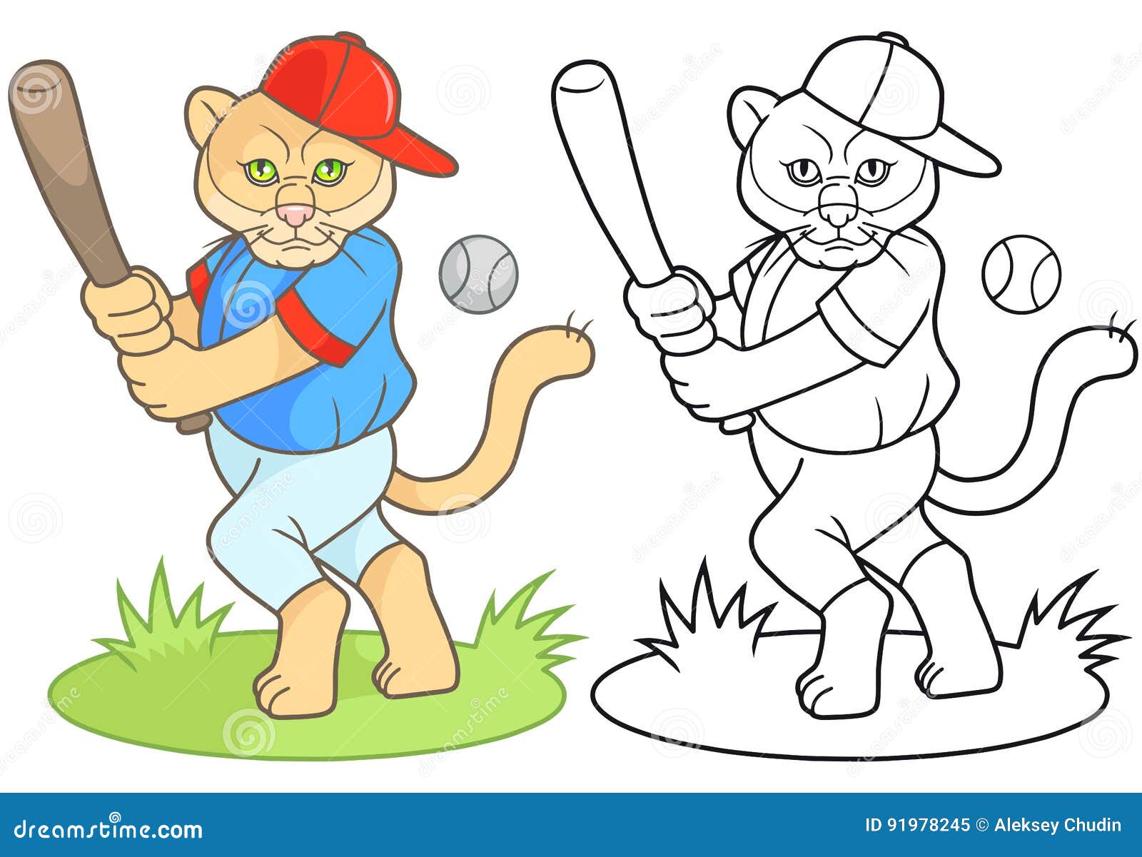 Puma a Baseball Player is Going To Hit the Ball Stock Illustration ...