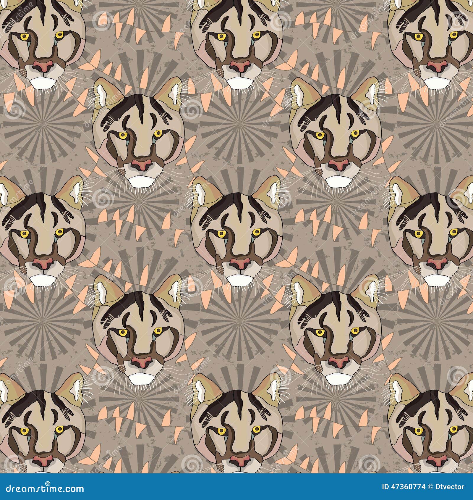 Puma cool seamless pattern stock vector. Illustration of graphic - 47360774