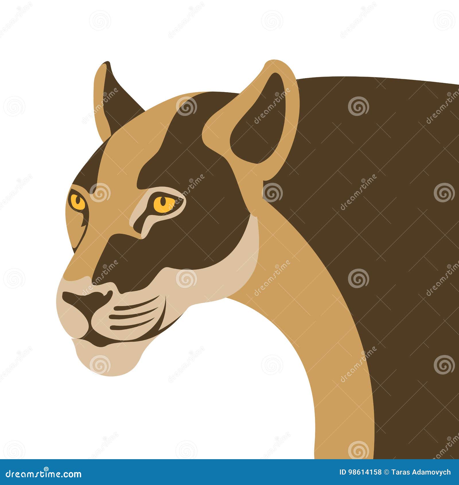 Puma Head Vector Illustration Style Flat Stock Vector - Illustration of ...
