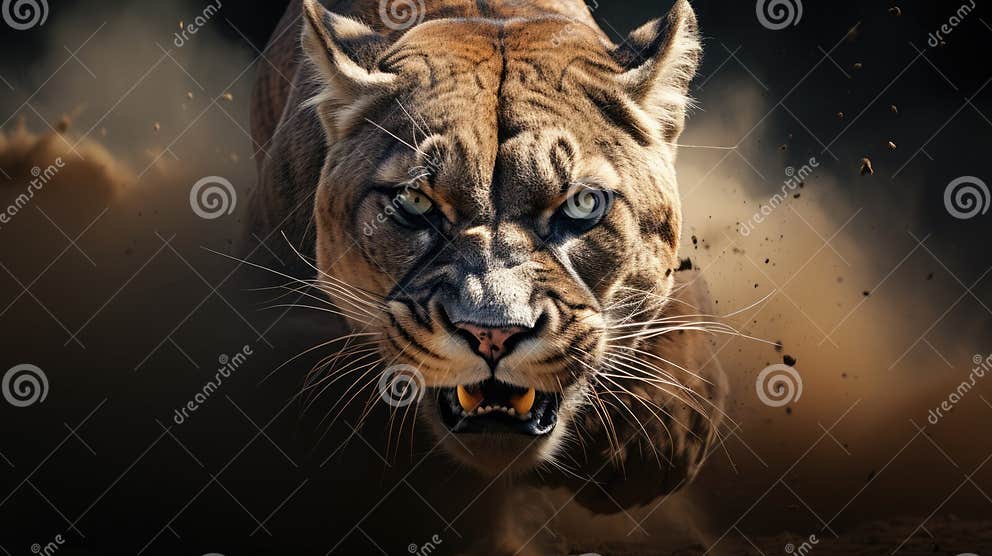 A Puma Moving Forward and Attacking with Claws Stock Illustration ...