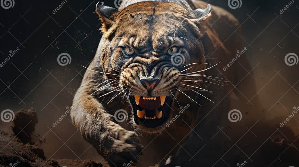A Puma Moving Forward and Attacking with Claws Stock Illustration ...