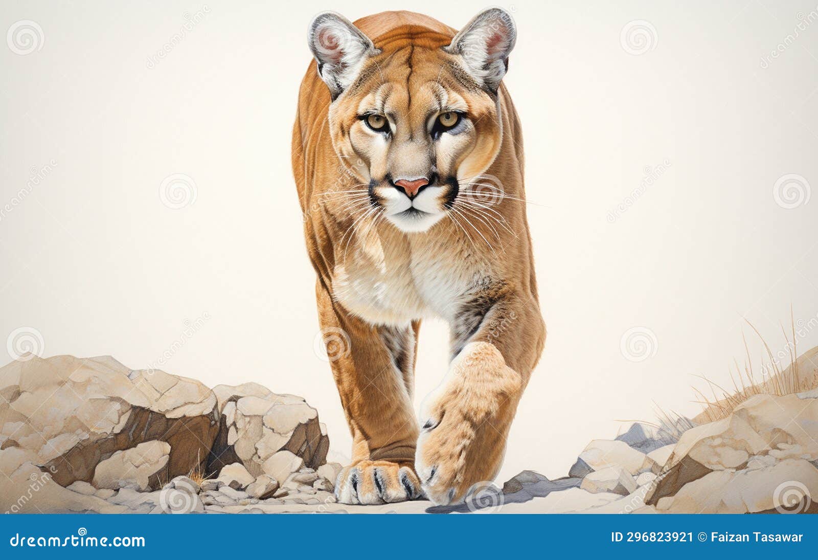 Puma Over a Plain White Background -Generative Ai Stock Image - Image ...