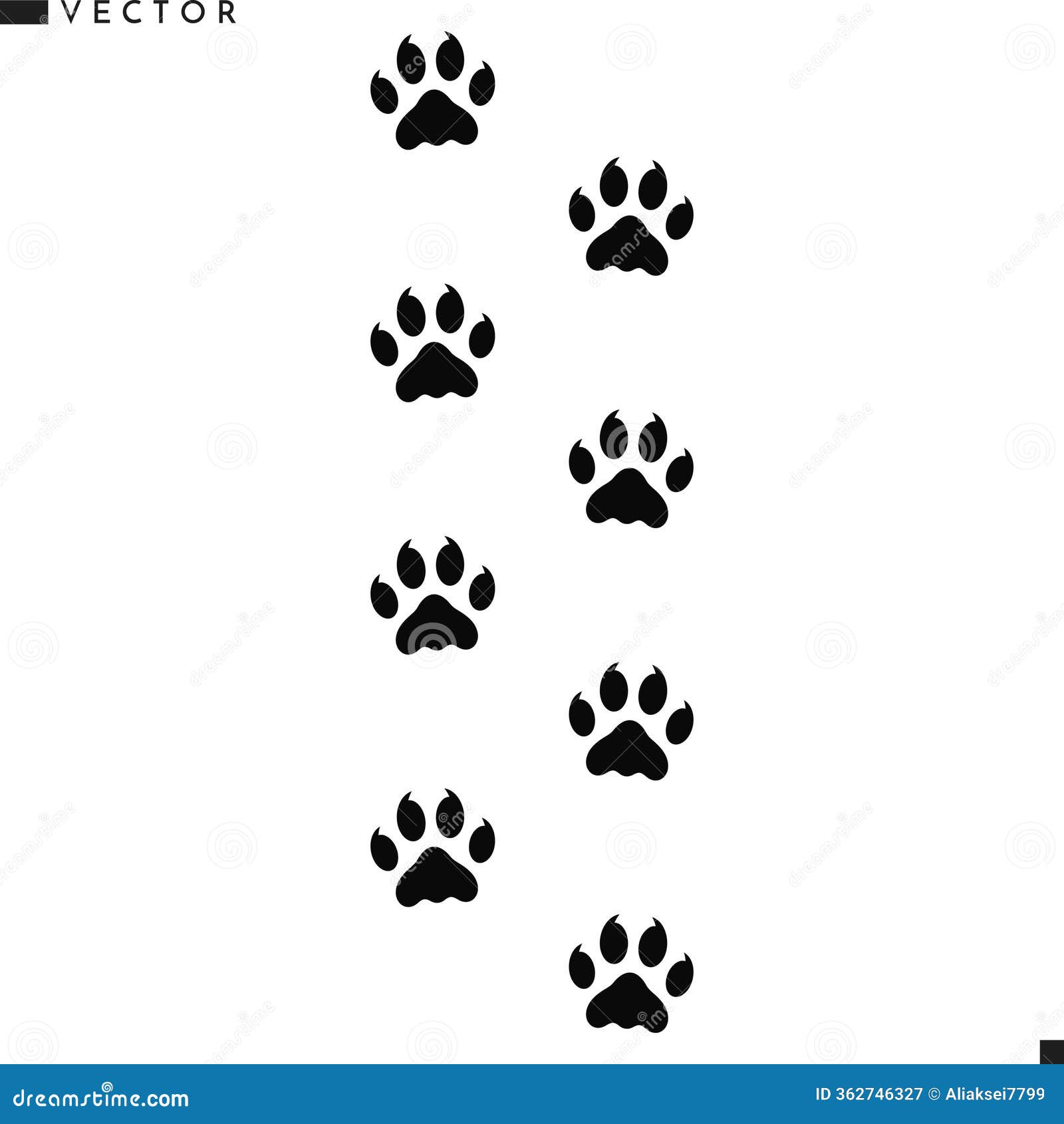 Puma Paw Prints Silhouette. Wild Animal. Leopard Paw Prints Vector ...