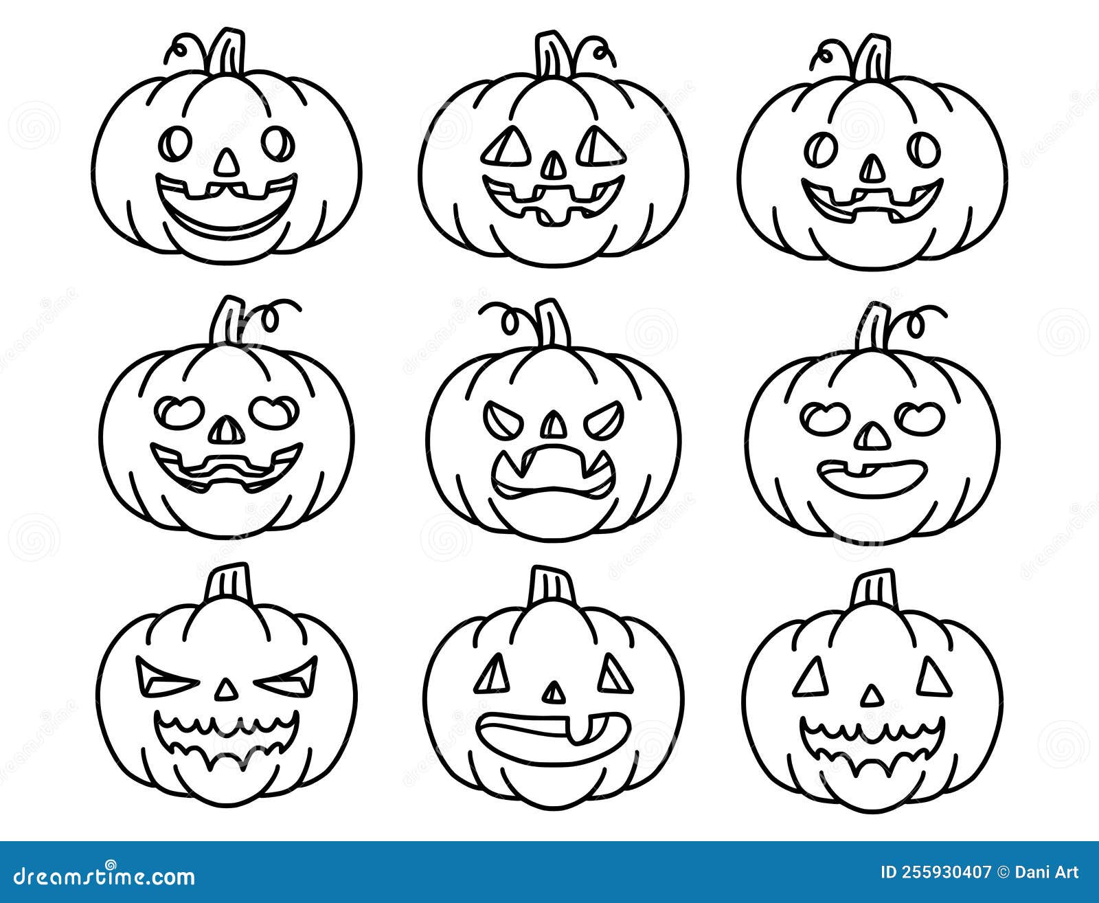 Pumkin Set Face Vector Illustration Stock Vector - Illustration of food ...