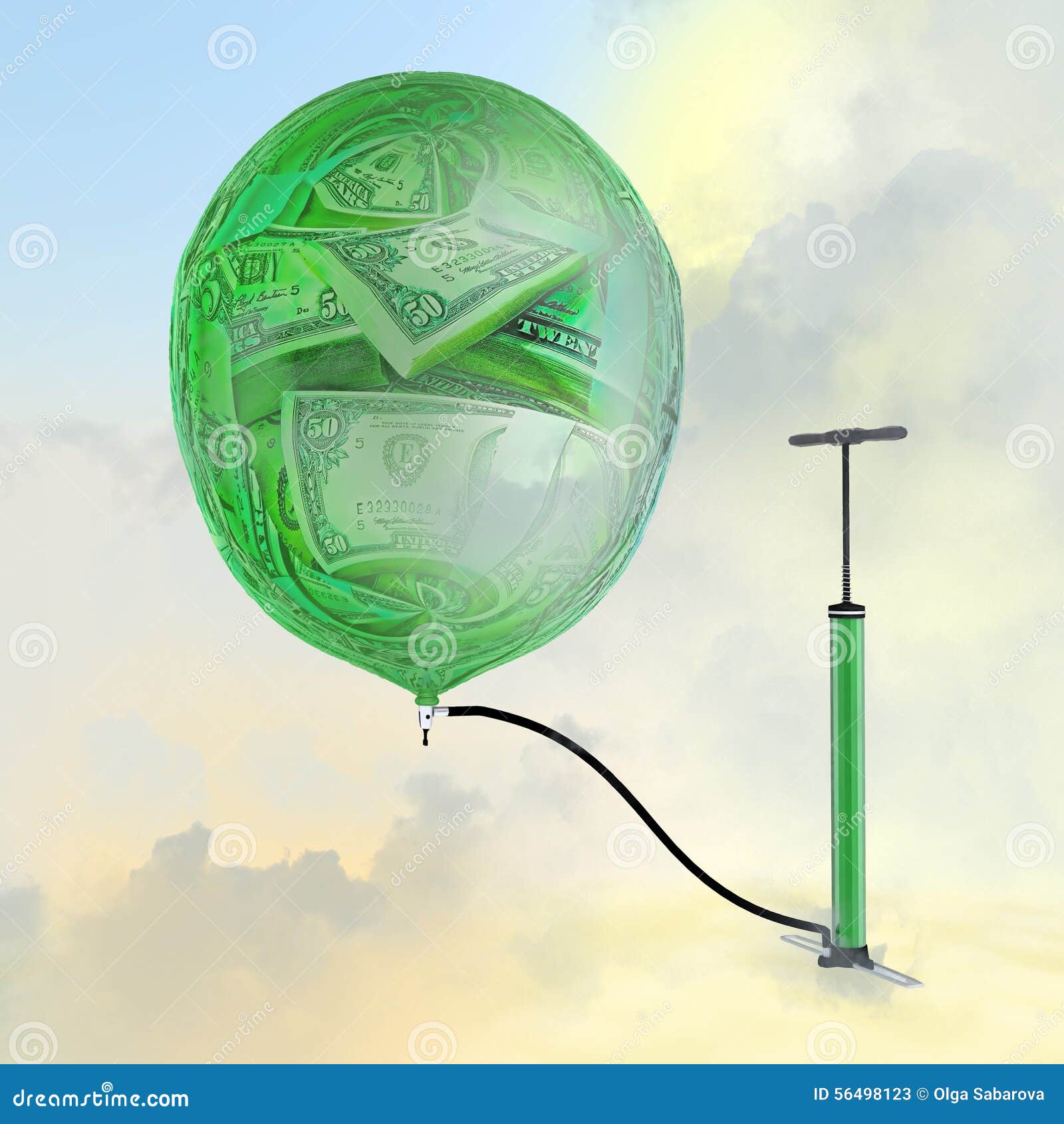 The Pump, the Balloon with the Image of Money. Stock Image - Image of ...