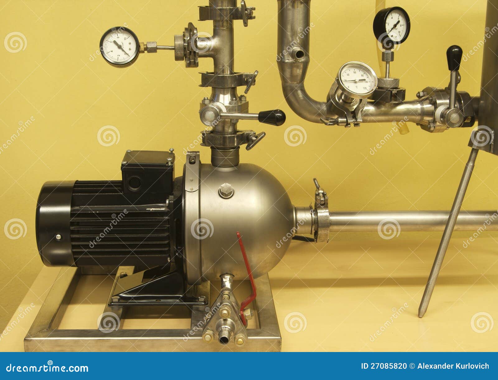 Pump, Connecting Pipes and Control Elements Stock Photo - Image of ...