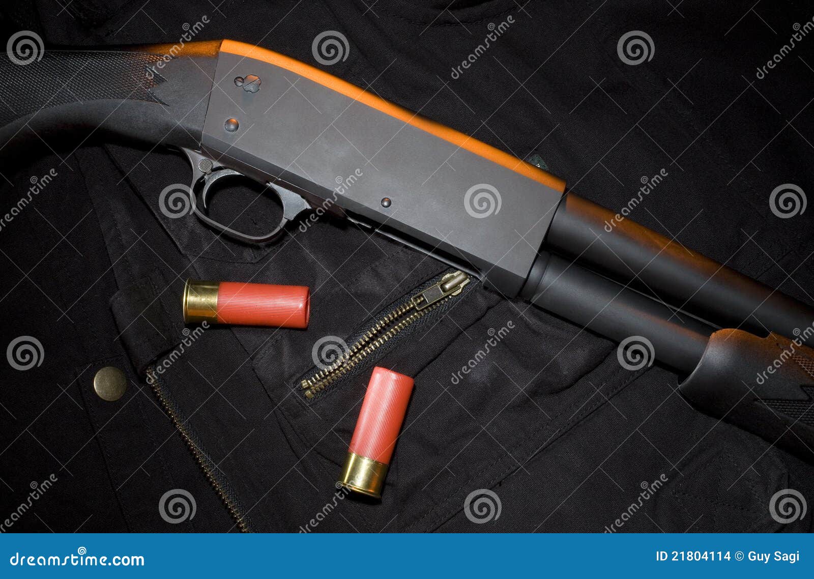 Pump gun stock photo. Image of shotshells, ammo, orange - 21804114