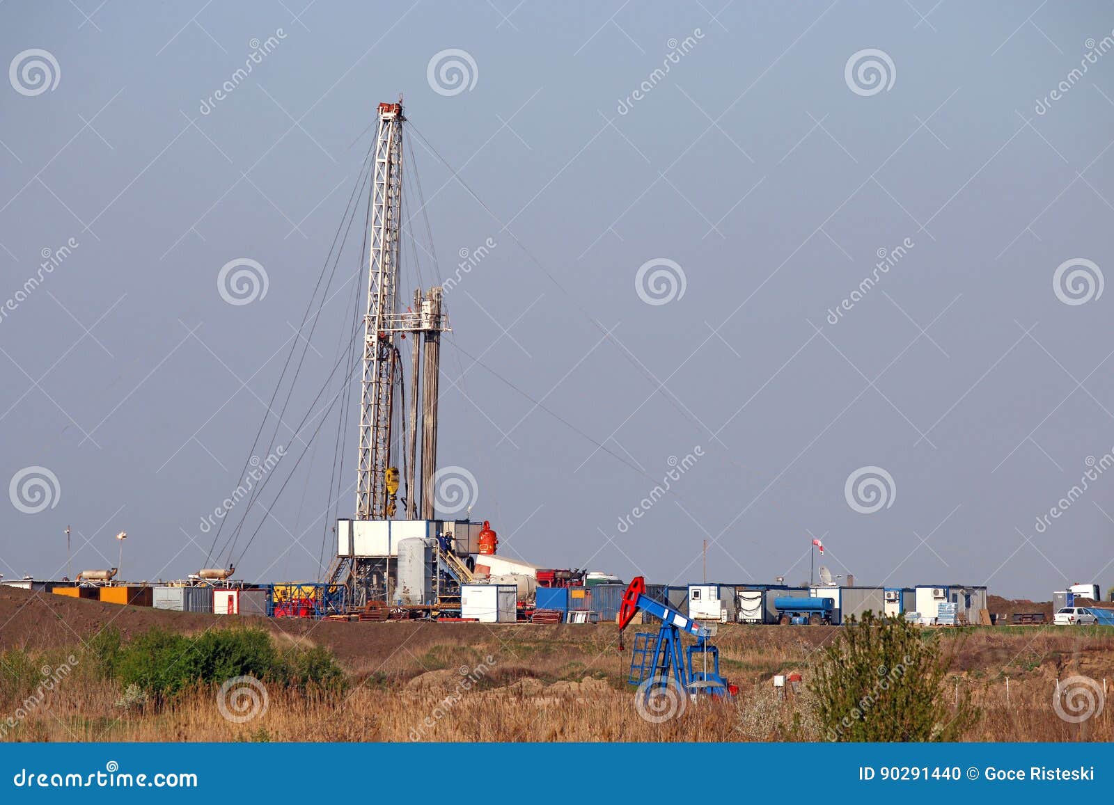 Pump Jack and Oil Drilling Rig Stock Photo - Image of pump, field: 90291440