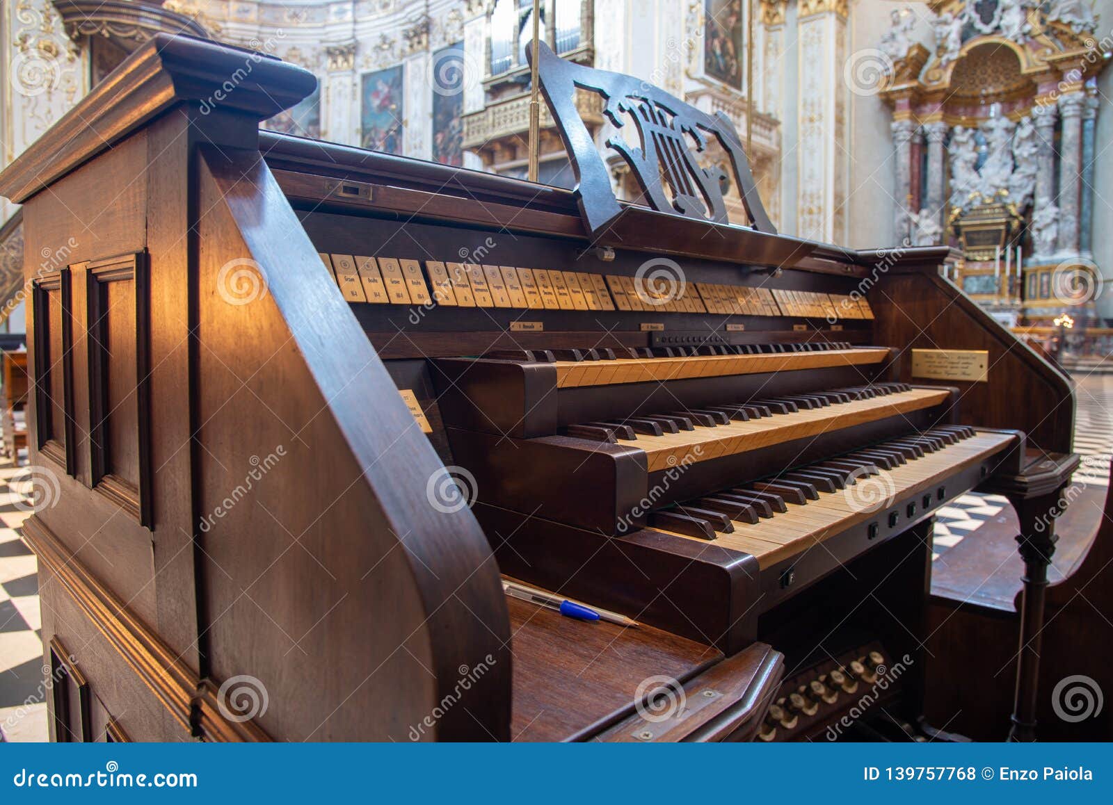 Ancient Organ Inside a Church. Stock Photo - Image of frame, ebony ...