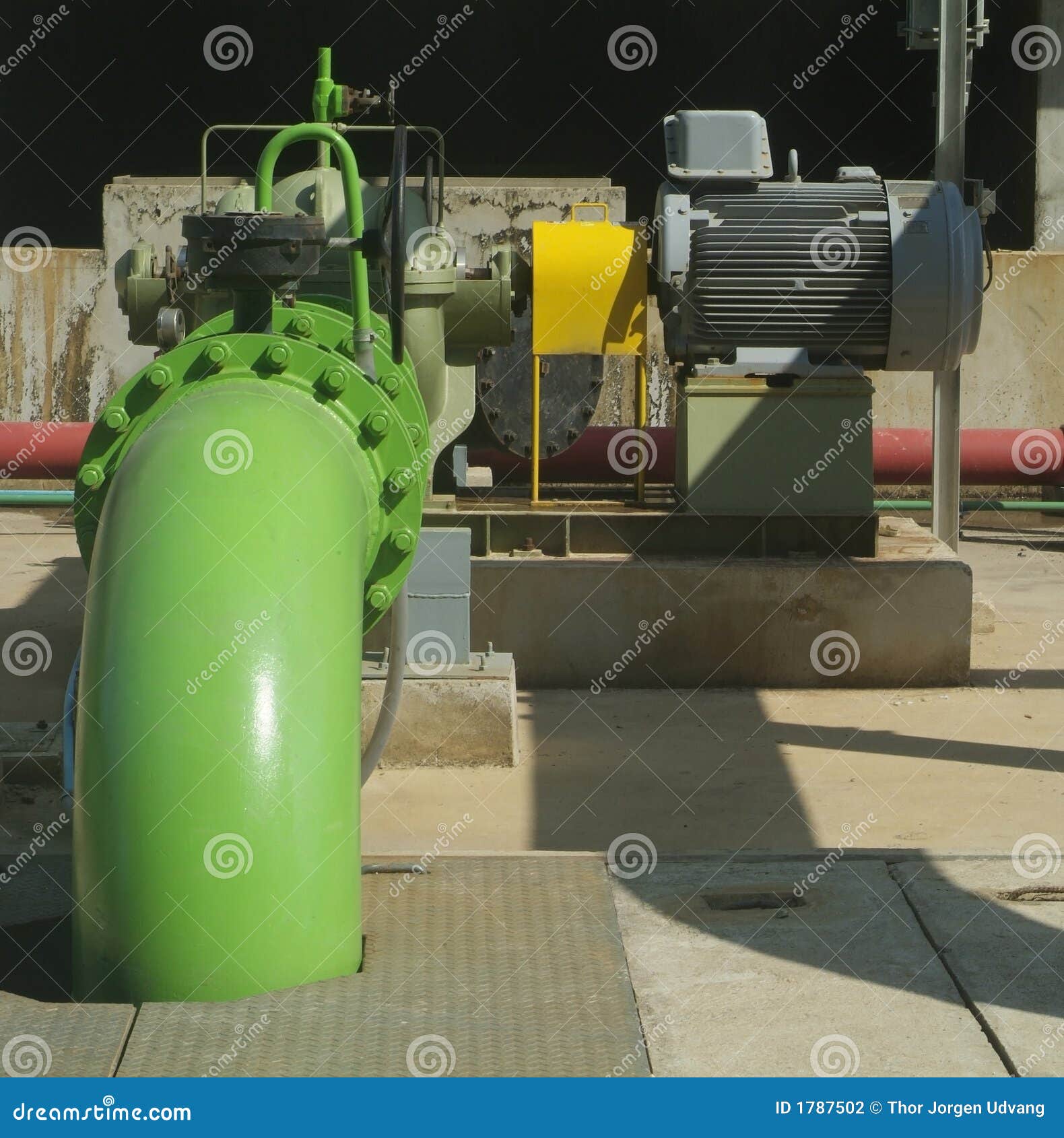 Pump and Pipes at Cooling Tower Stock Photo - Image of motor, fluid ...