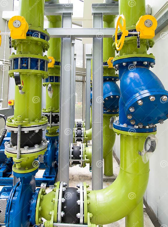 Pump Room stock photo. Image of leak, blue, gages, pipes - 4669900