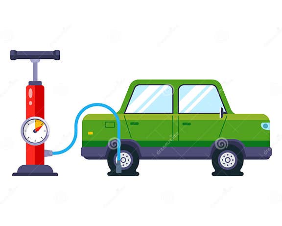 Pump up a car wheel. stock vector. Illustration of mechanic - 219795752