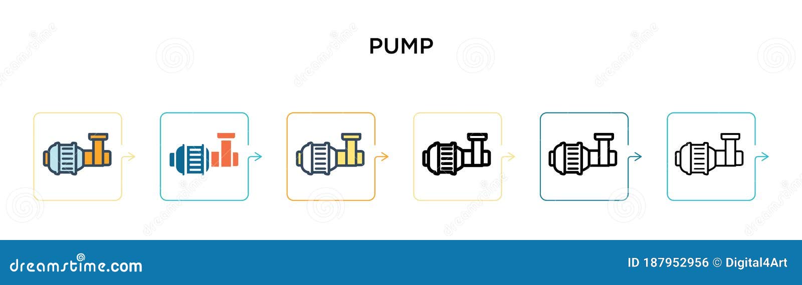 Pump Vector Icon in 6 Different Modern Styles. Black, Two Colored Pump ...